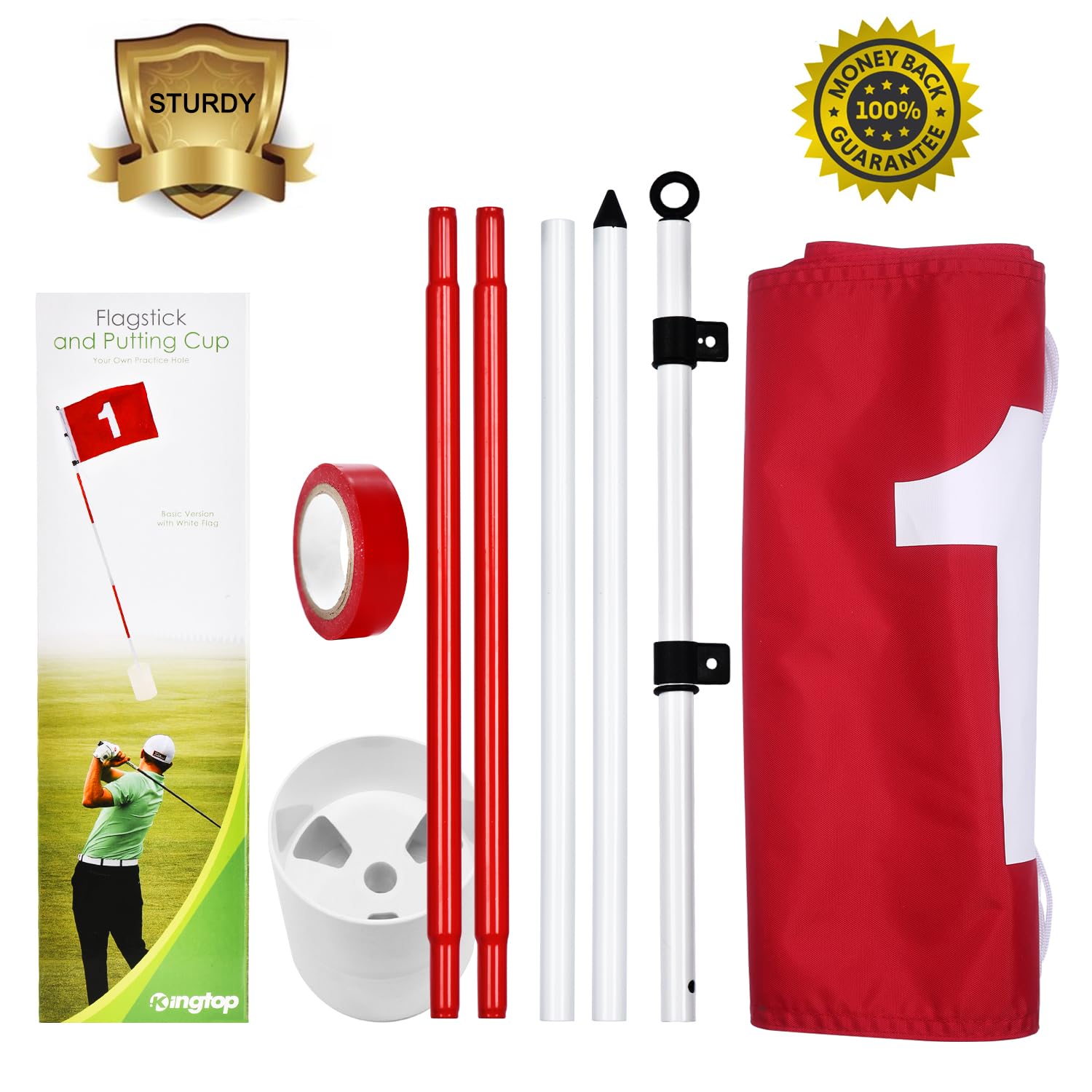 Snapklik.com : 6ft Golf Flagstick Basic, Portable Five-Section Design ...