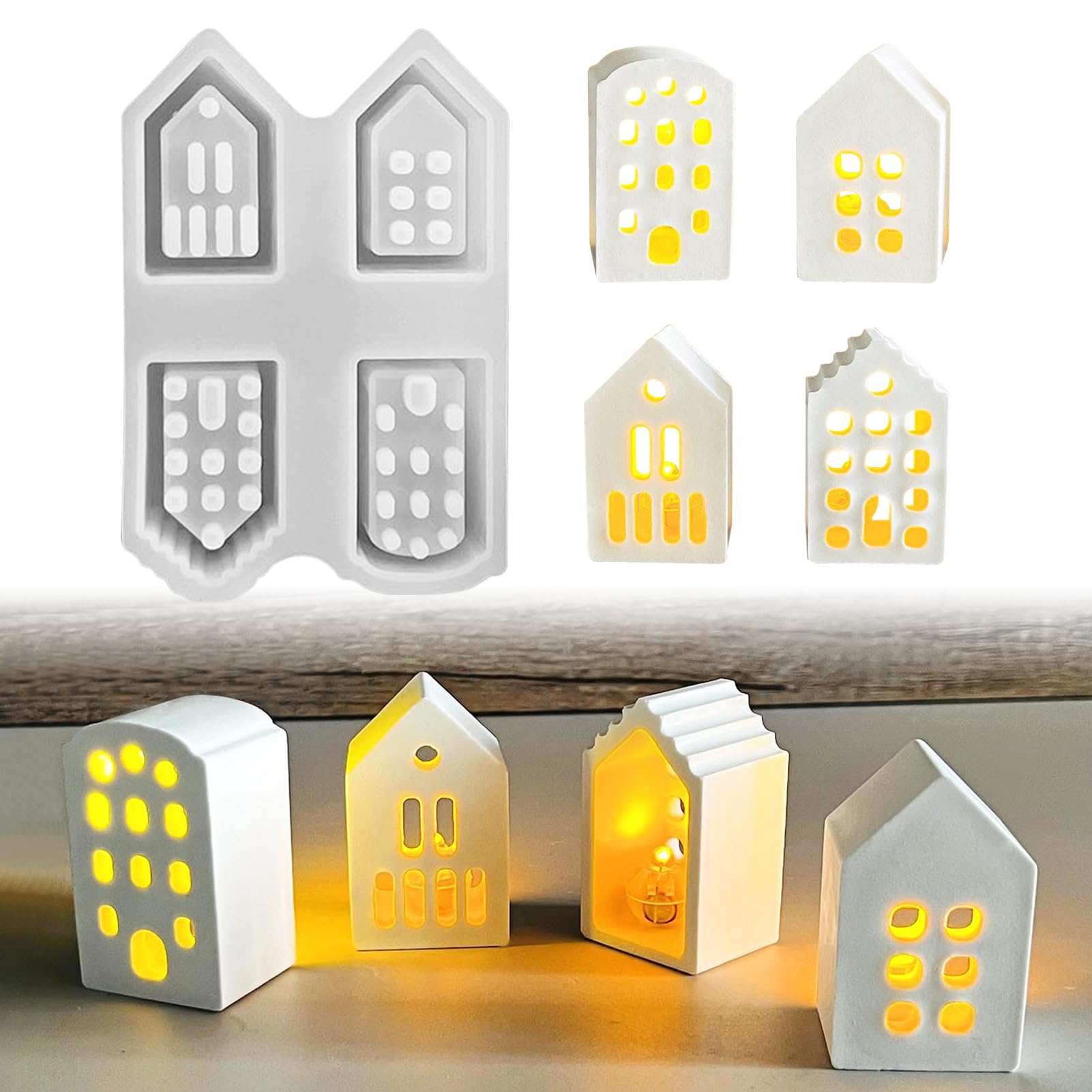 Silikonformen Gießformen Häuser, Silikonform Weihnachten, 4 Stück ...