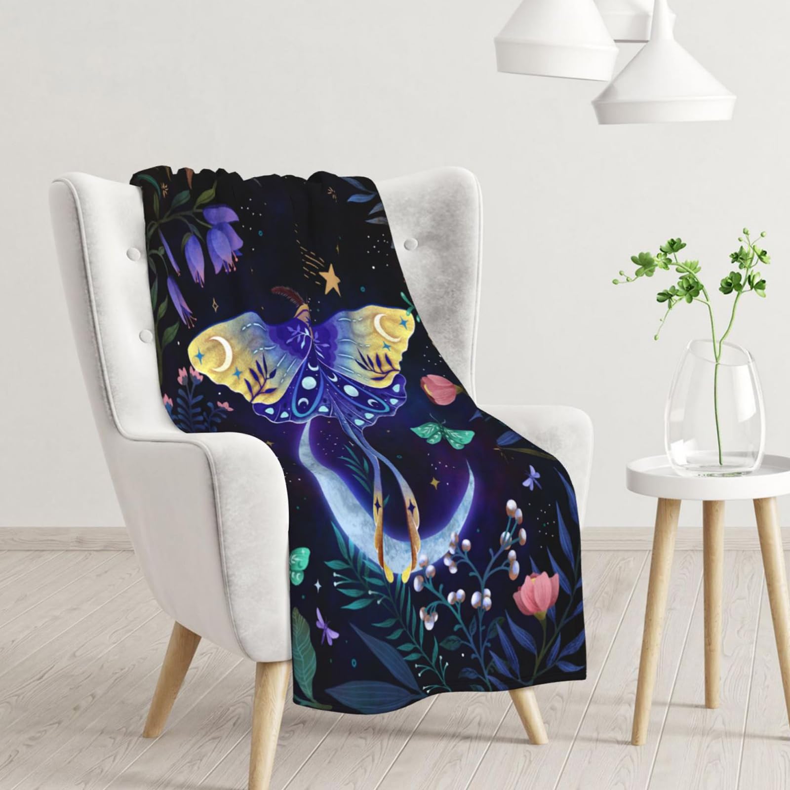 Amazon.com: Moon-Moth Throw Blanket for Bed Soft Cozy Fluffy Couch ...