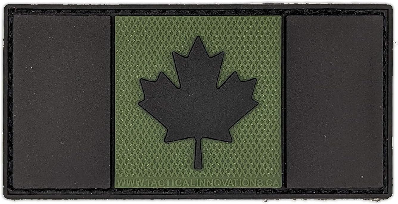 PVC Morale Patch - Canadian Flag - Black/OD Green 1.5"x3" : Amazon.ca ...