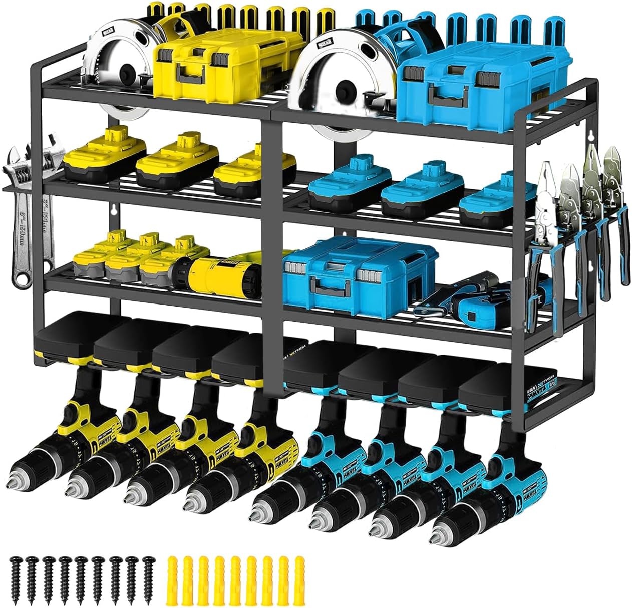 Alpen Power Tool Rack Wall Mount, Drill Holder Large 4 Layer Heavy Duty ...