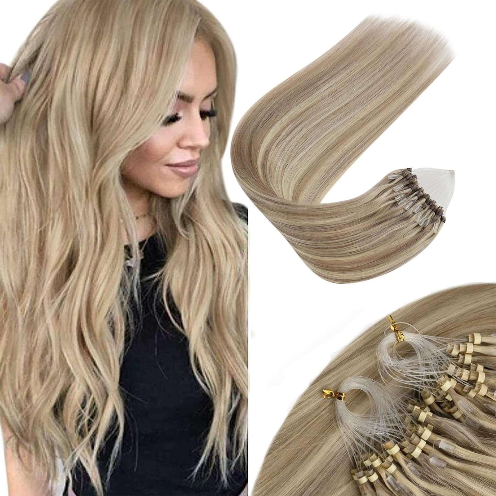 Amazon.com : Sunny Hair Micro Bead Hair Extensions Human Hair Golden ...