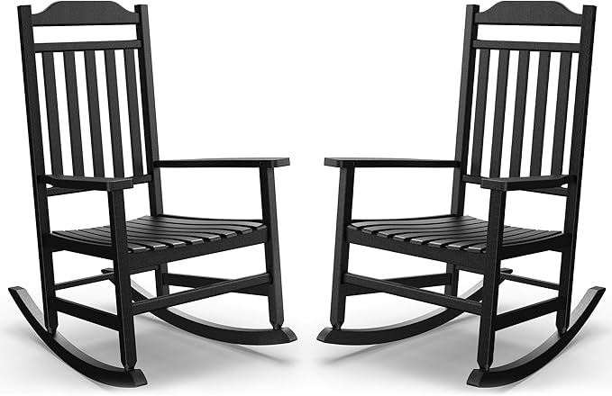 Amazon.com : GYMHILL Patio Rocking Chair Outdoor Set of 2,Weather ...