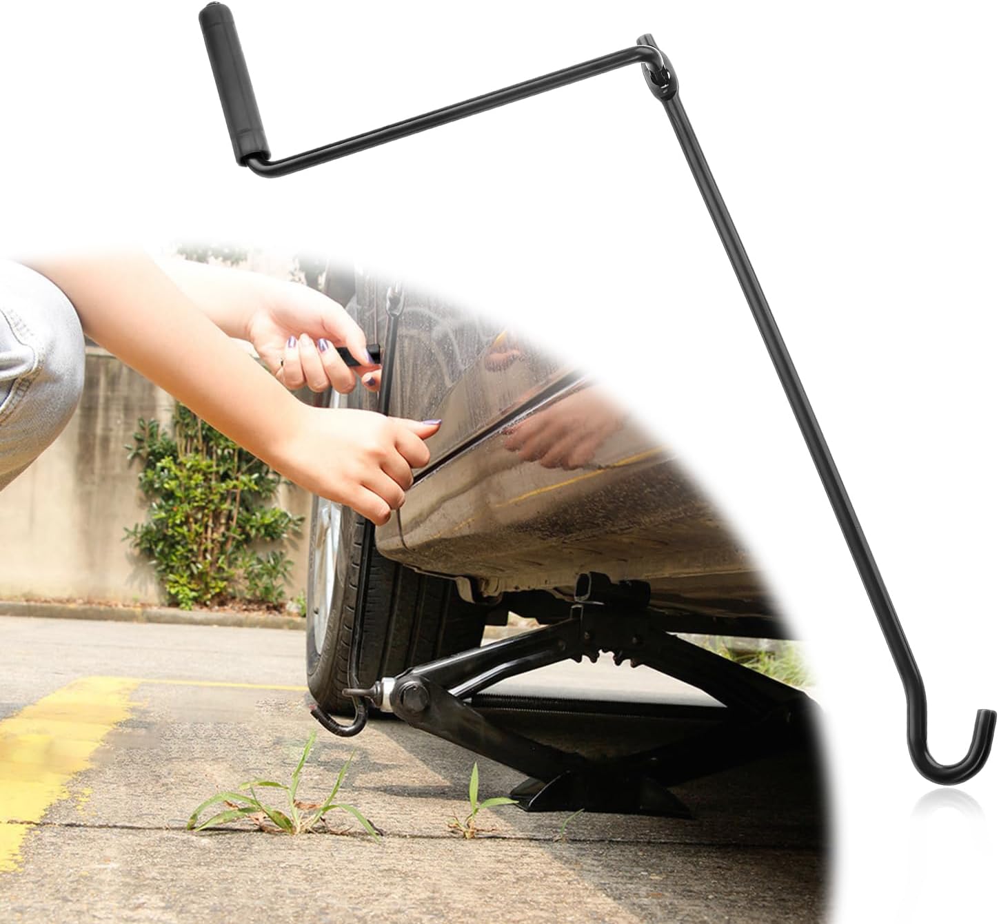 Amazon.com: ZNDAW Car Scissor Lift Jack Crank Handle, Steel Tire Wheel ...