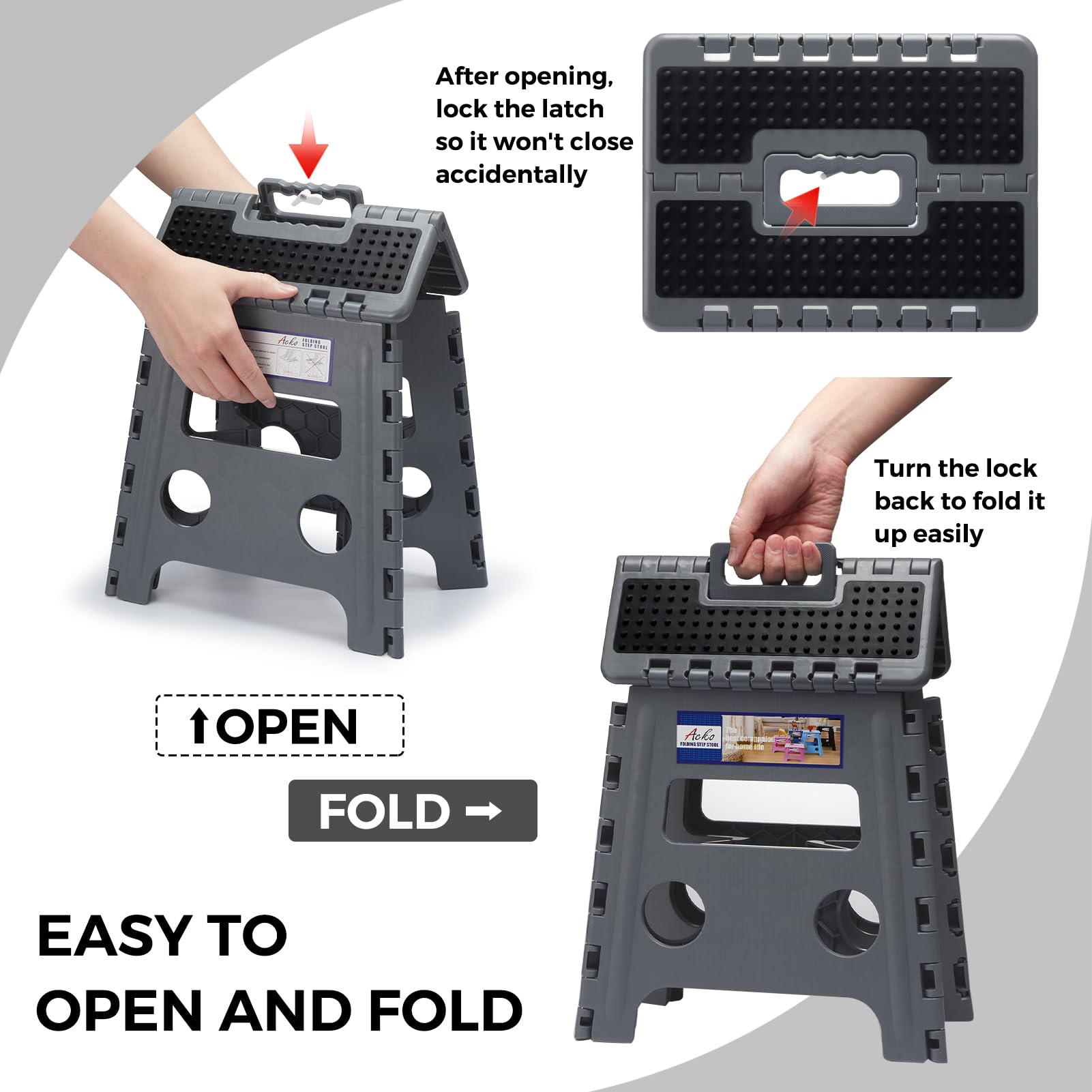 Snapklik.com : ACKO Folding Step Stool 13 Inch Height Premium Heavy ...