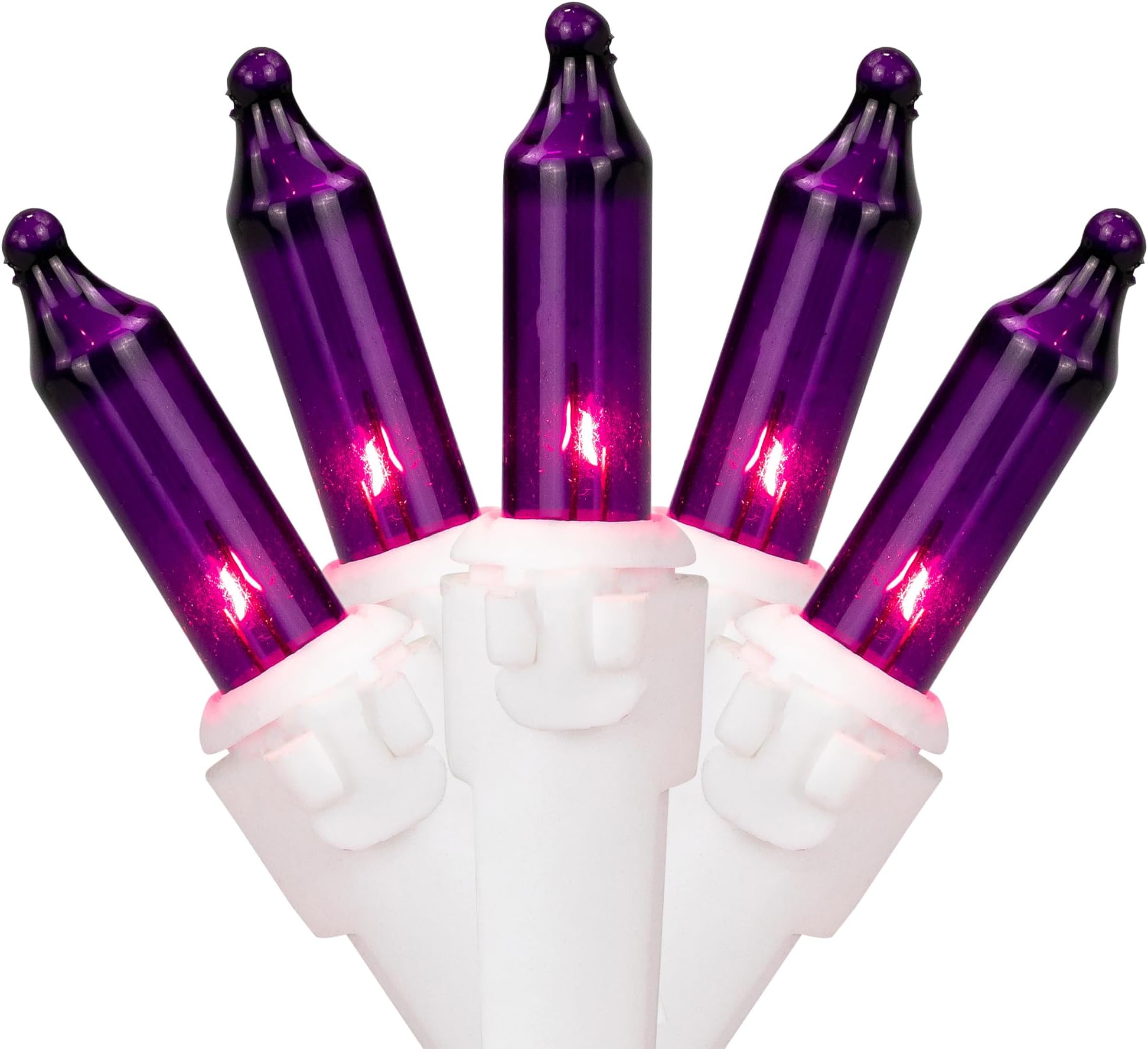 Amazon.com : 35-Count Purple Mini Christmas Light Set, 7ft White Wire ...