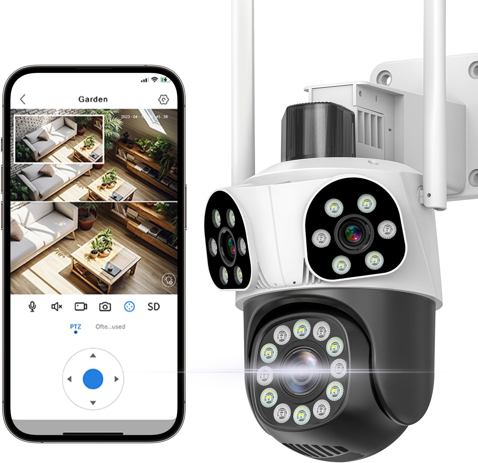 Amazon.com : Security Camera Outdoor 2.4G WiFi PTZ Outdoor Camera Dual ...