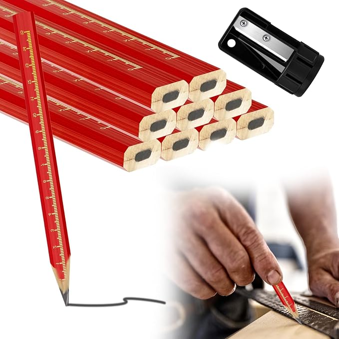 NPQ 10 Pcs Flat Carpenters Pencil Scale Joiners Pencil for Any ...