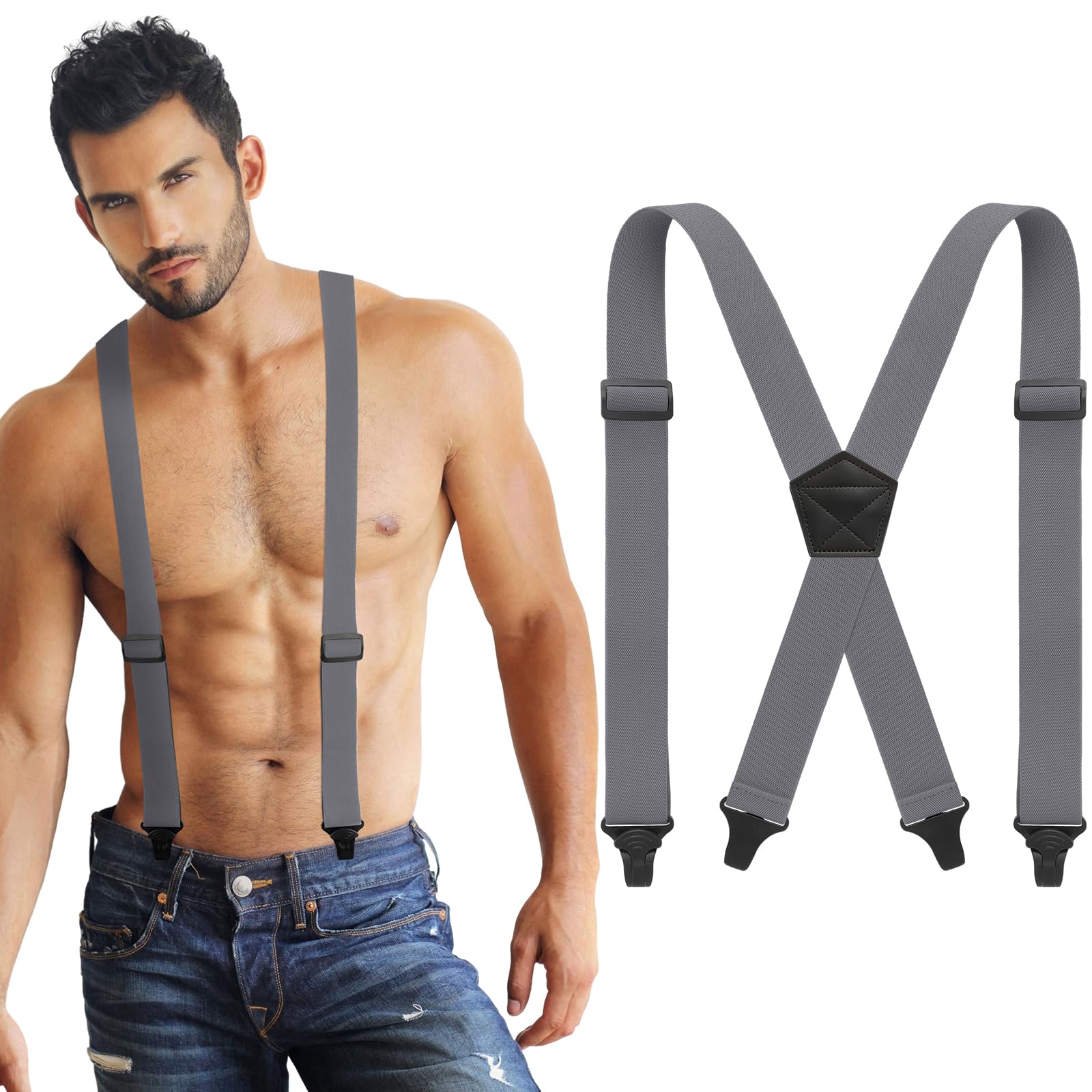 Snapklik.com : Janmercy X Back Hidden Suspender Heavy Duty Work ...
