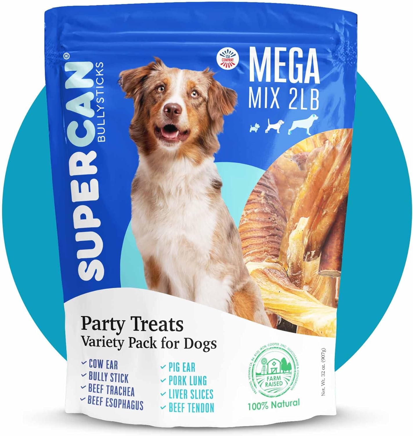 Amazon.com : SUPERCAN BULLYSTICKS 2lb - Mega Mix Natural Dog Chews: Pig ...