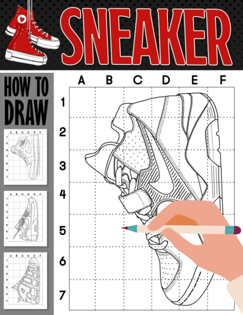 How To Draw Sneaker: Simple Guide Book with Shoes Stamp to Drawing Step ...