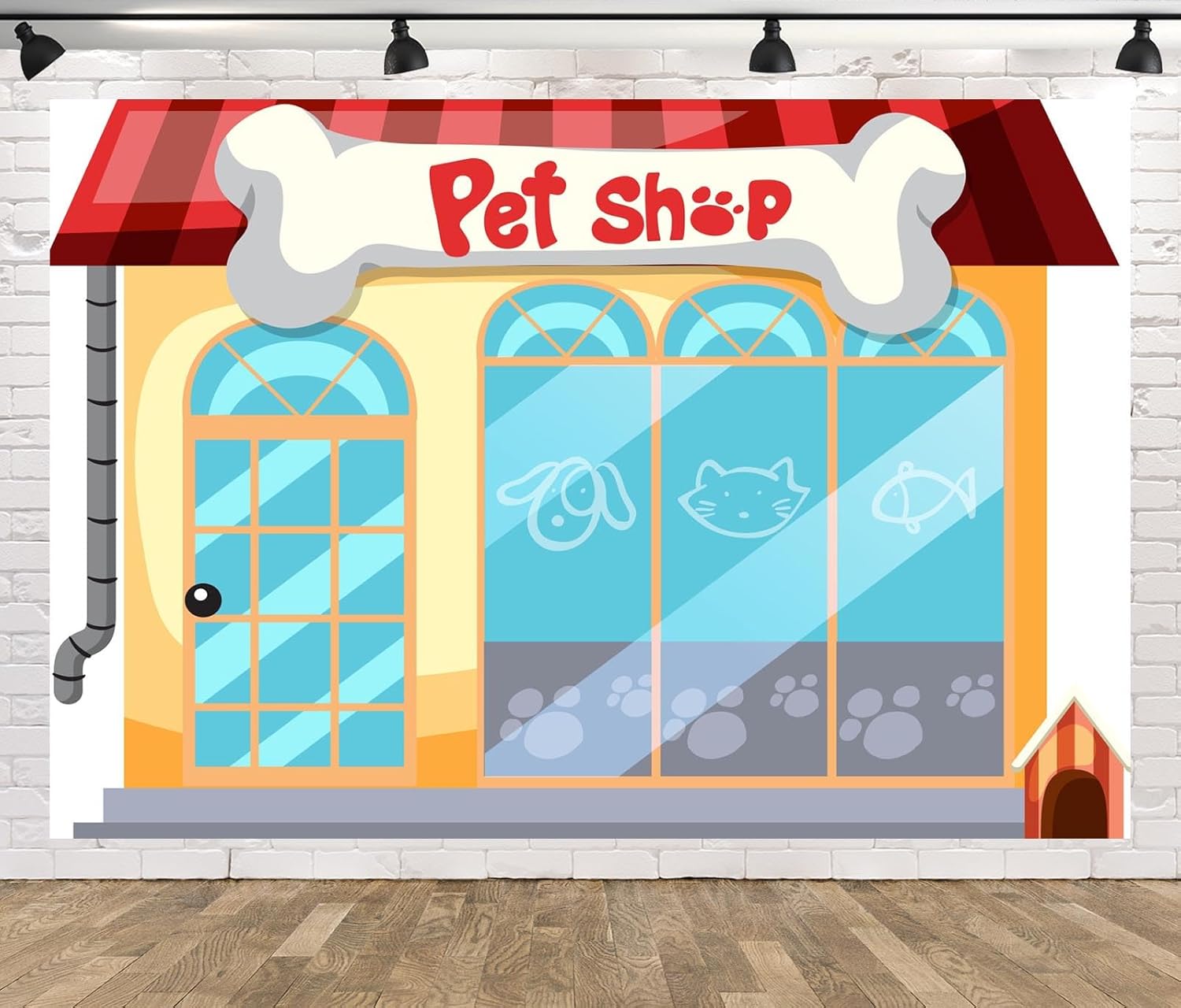Amazon.com : CORFOTO Pet Shop Backdrop 6x4ft Fabric Cartoon Pet ...
