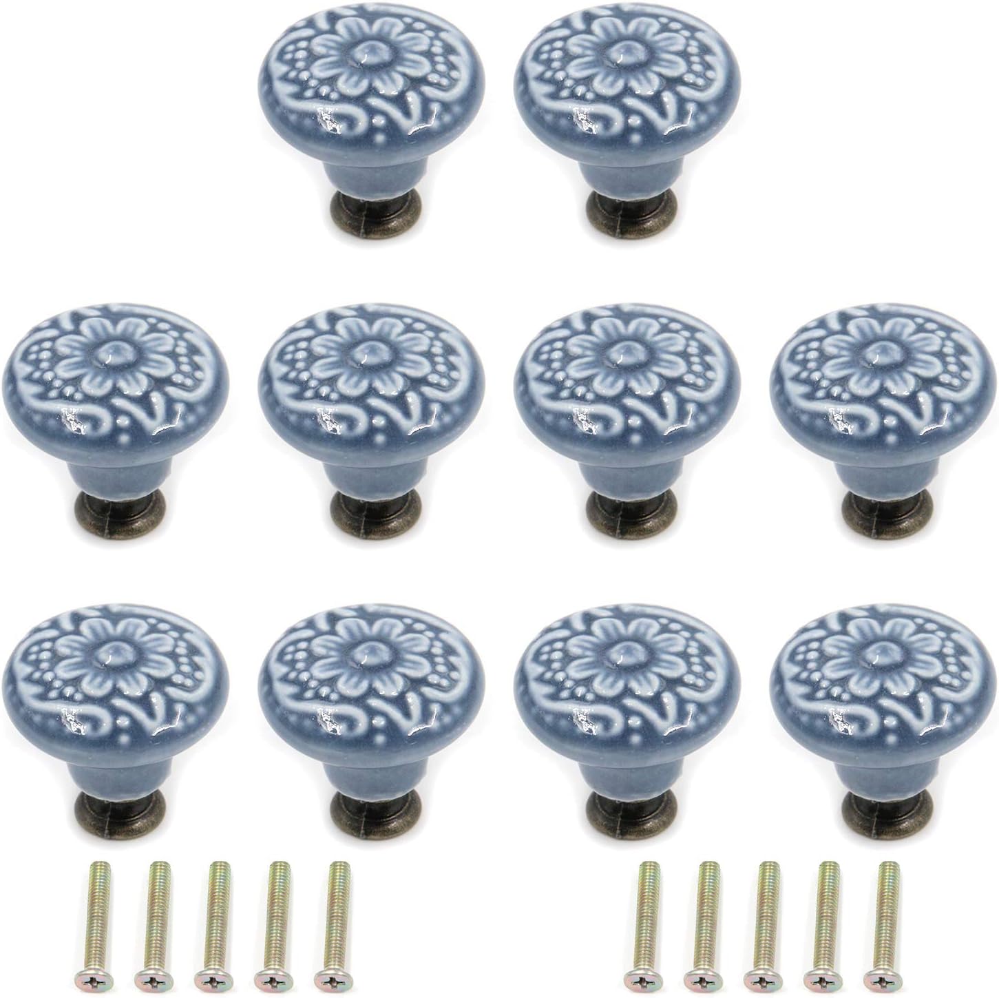 Multicolor Assorted Cabinet Knobs - Set of 30 Pcs - Ceramic Drawer Pull Handle Kitchen Cupboard ...