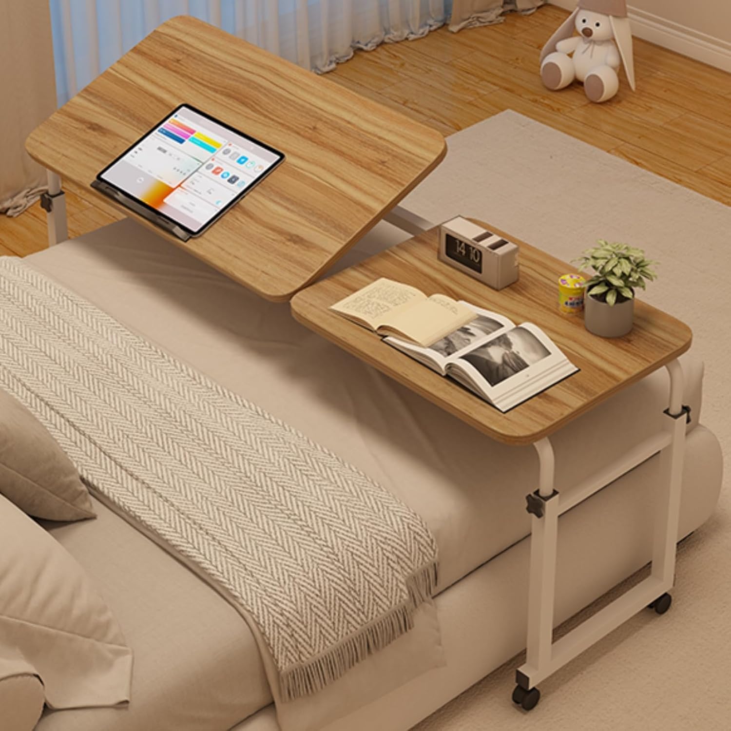Bed Desk Over The Bed Table with Wheels Overbed Nepal | Ubuy