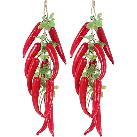 Amazon.com: 4 Pcs Artificial Chili Peppers on a String Wall Hanging ...