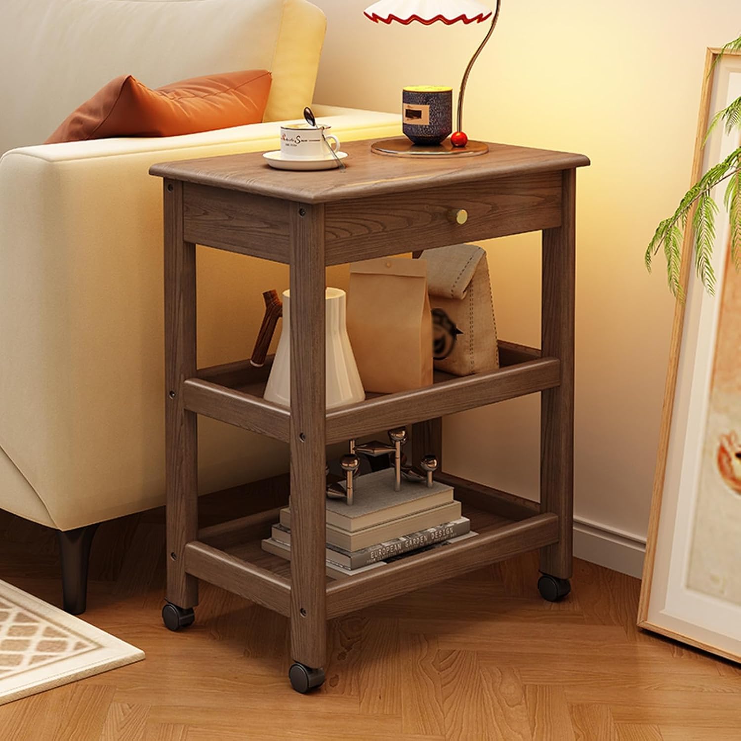 Amazon.com: Side Tables Living Room with Storage Made of Solid Wood ...