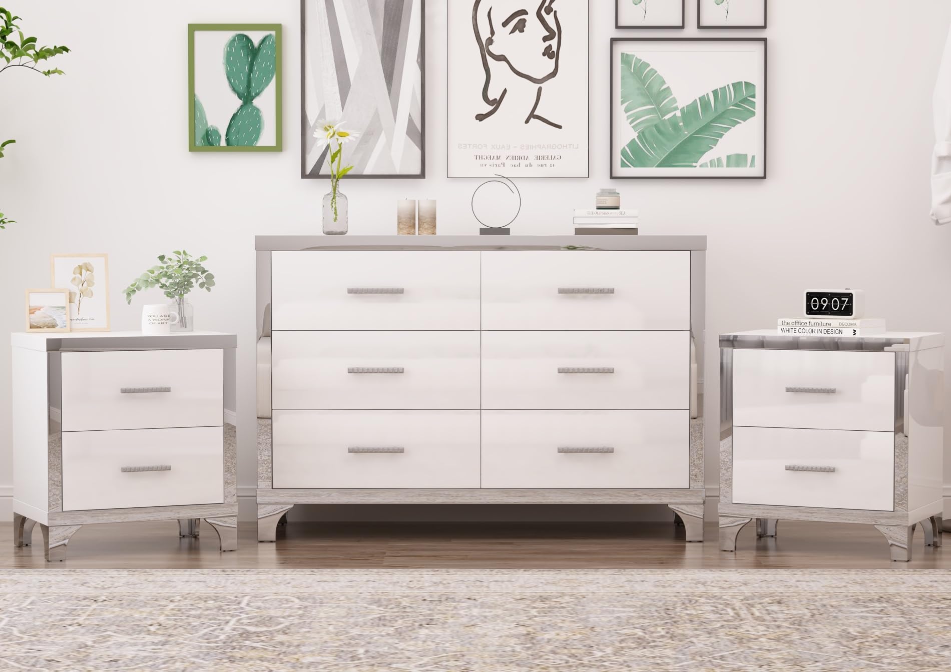 Amazon.com: Merax 3-Pieces Bedroom Dresser Night Stand Set, A 6-Drawer ...