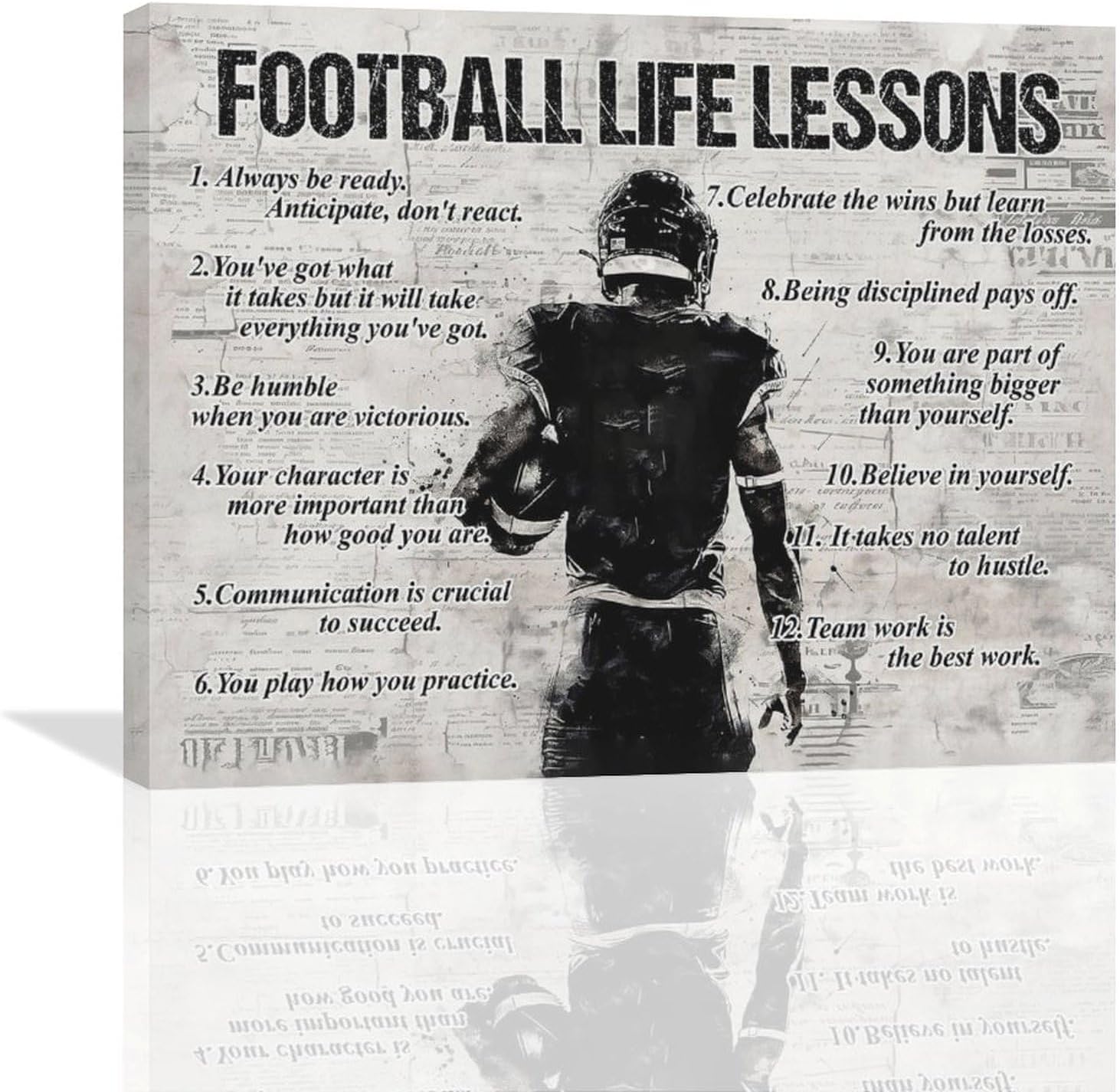Amazon.com: Sports Wall Art Football Life Lessons Wall Decor Retro ...