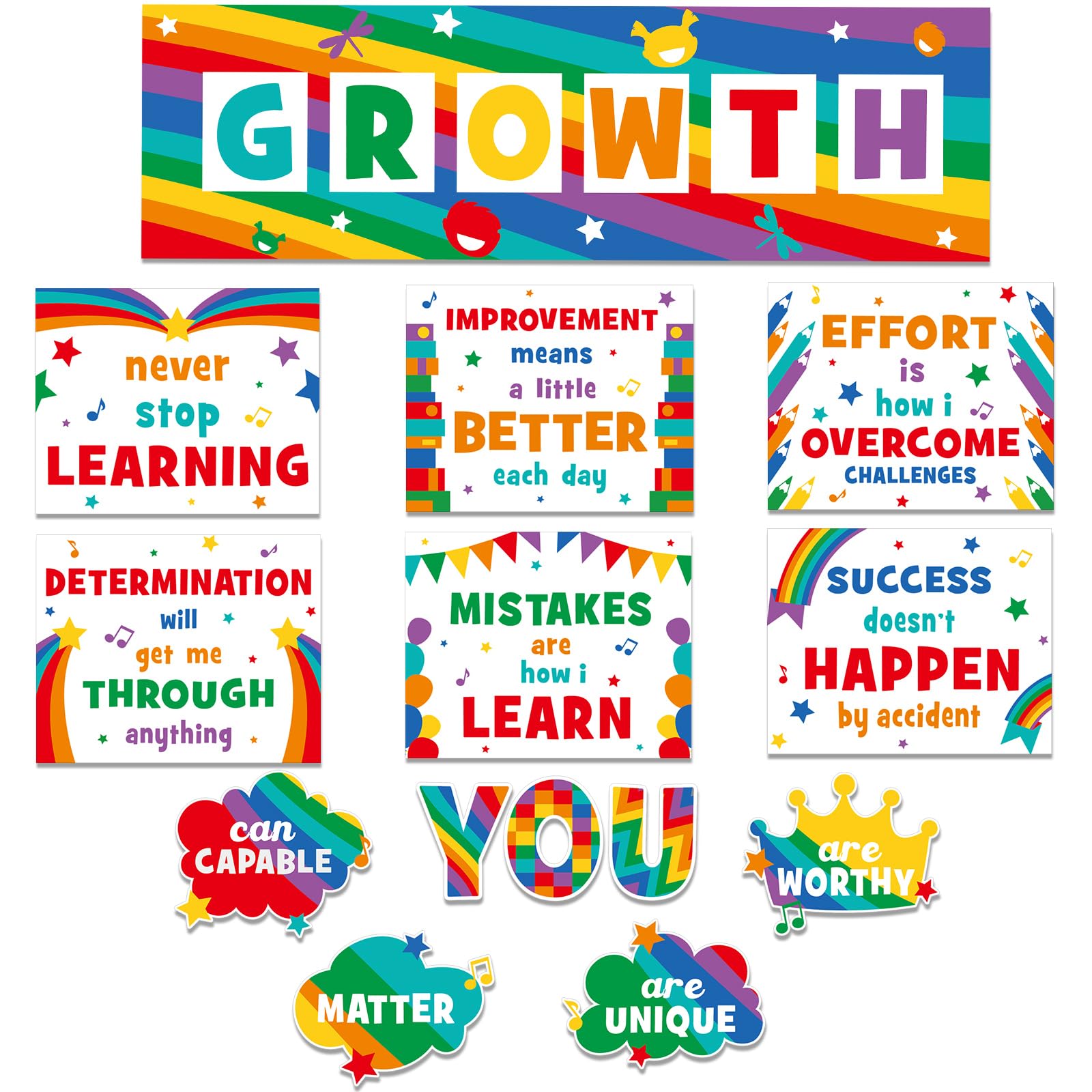 Amazon.com: Honoson Growth Mindset Classroom Decorations Banner Posters ...