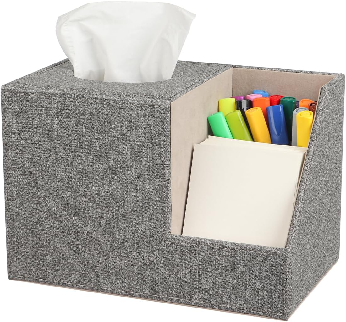 Amazon.com: Leather Square Tissue Box Holder - Multi-Functional Cover ...