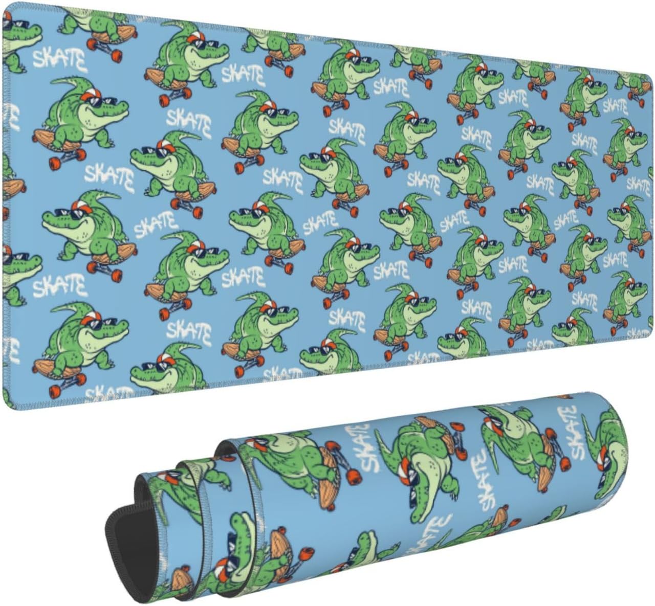 Xiso Ver Cartoon Crocodile Skateboard 1 Large Gaming Mouse Pad 31.5 x ...