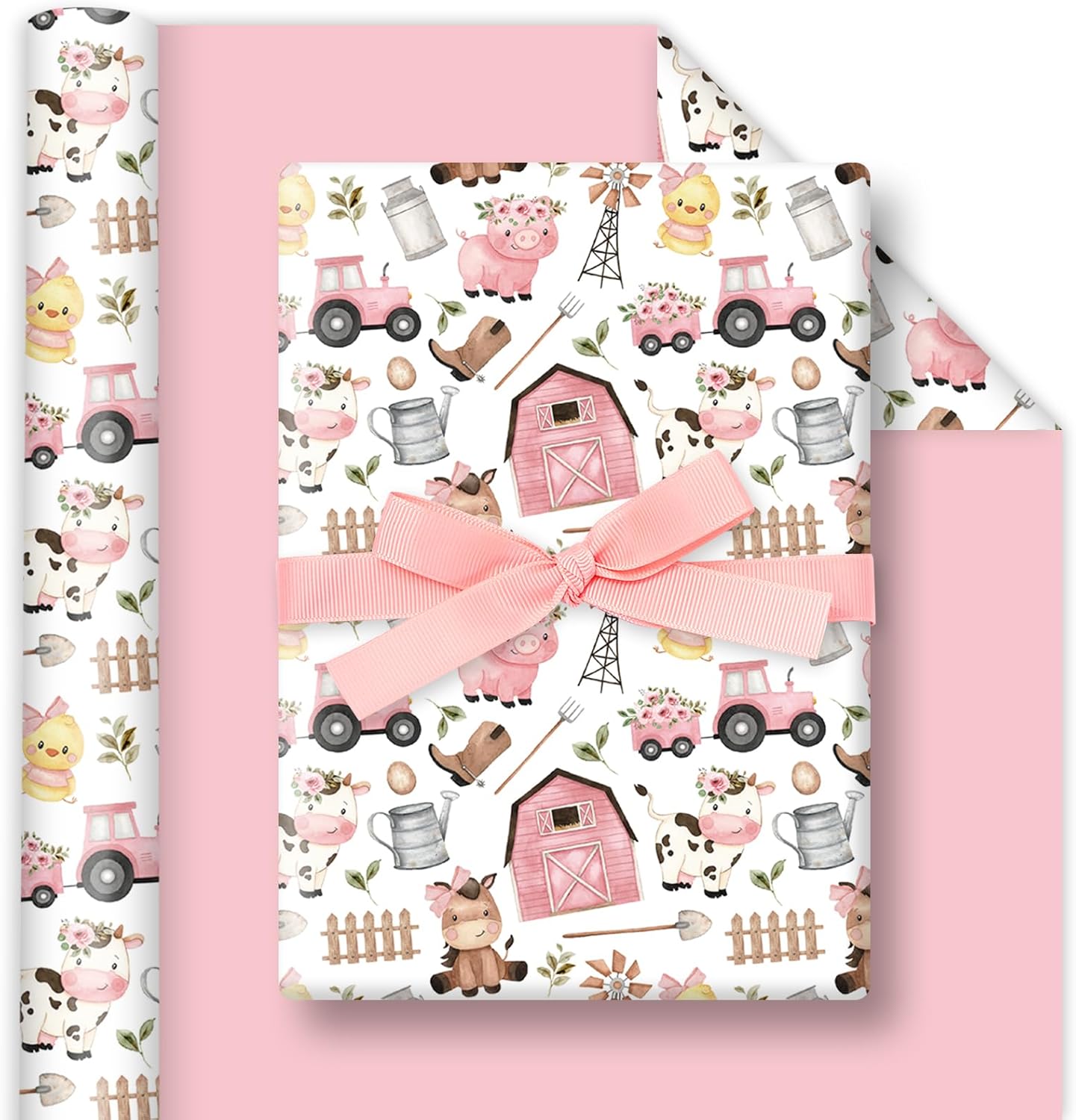 Amazon.com: FYSUIMU Farm Animal Wrapping Paper - Mini Roll - 17 Inch x ...