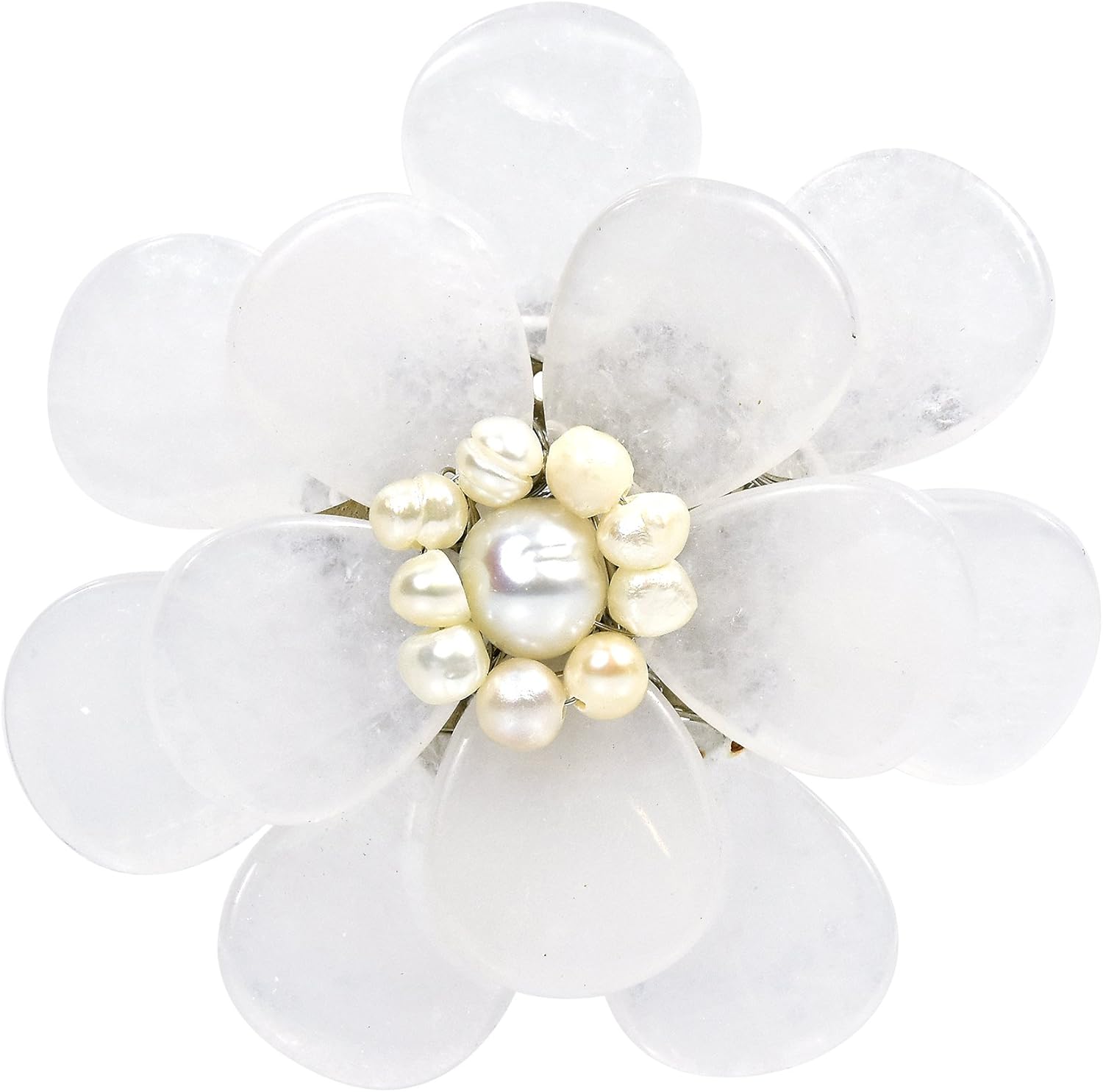 Amazon.com: Clear Quartz Stone Azalea Beauty Floral Pin-Brooch ...
