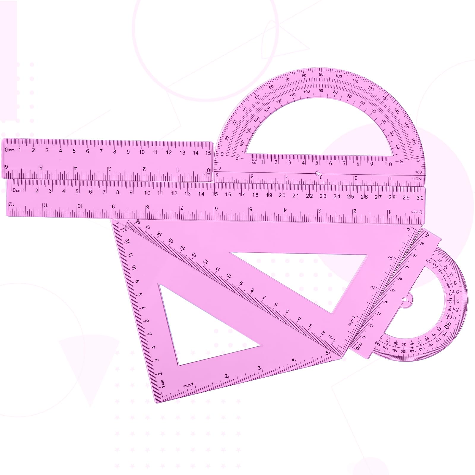 Snapklik.com : Tenare 6 Pcs Plastic Ruler Math Set Includes 12 Inch 6 ...