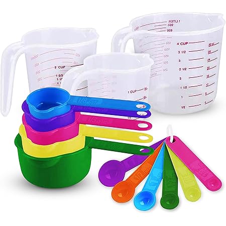 Amazon.com: Measuring cups and spoons set of 12, Plastic Colorful ...