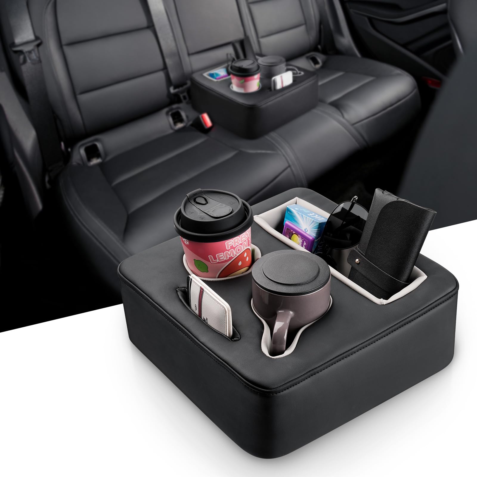 Amazon.com: Backseat Cup Holder for Car, PU Leather Cup Holder for ...