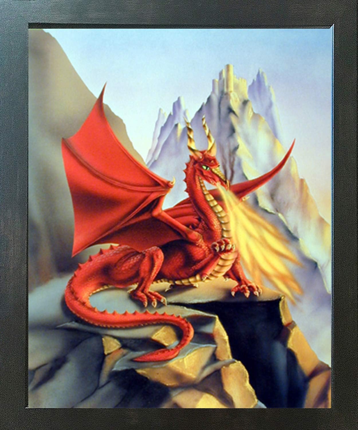 Amazon.com: Red Fire Dragon Mythical Sue Dawe Fantasy Espresso Picture ...
