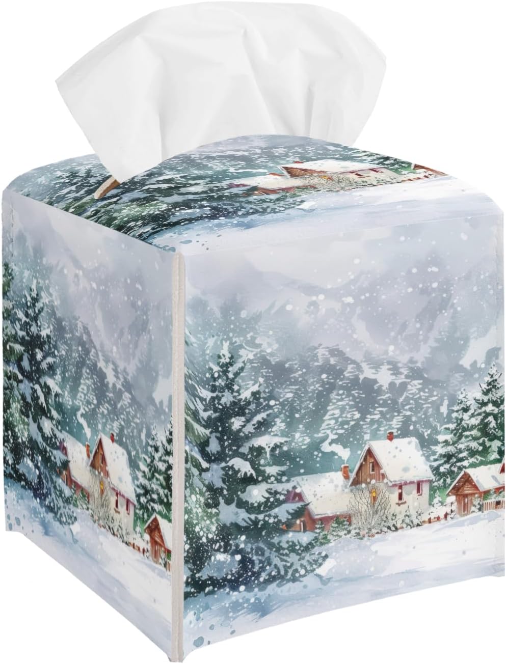 Amazon.com: Winter Christmas Tissue Box Cover, Leather Tissue Holder ...