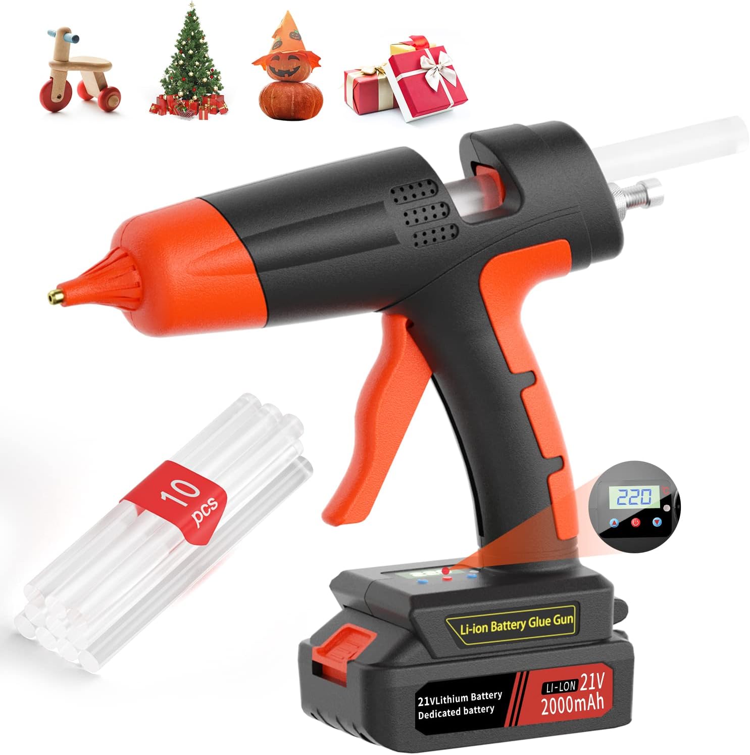 Amazon.com: 21V Cordless Hot Glue Gun, Fast Preheating Hot Melt Glue ...