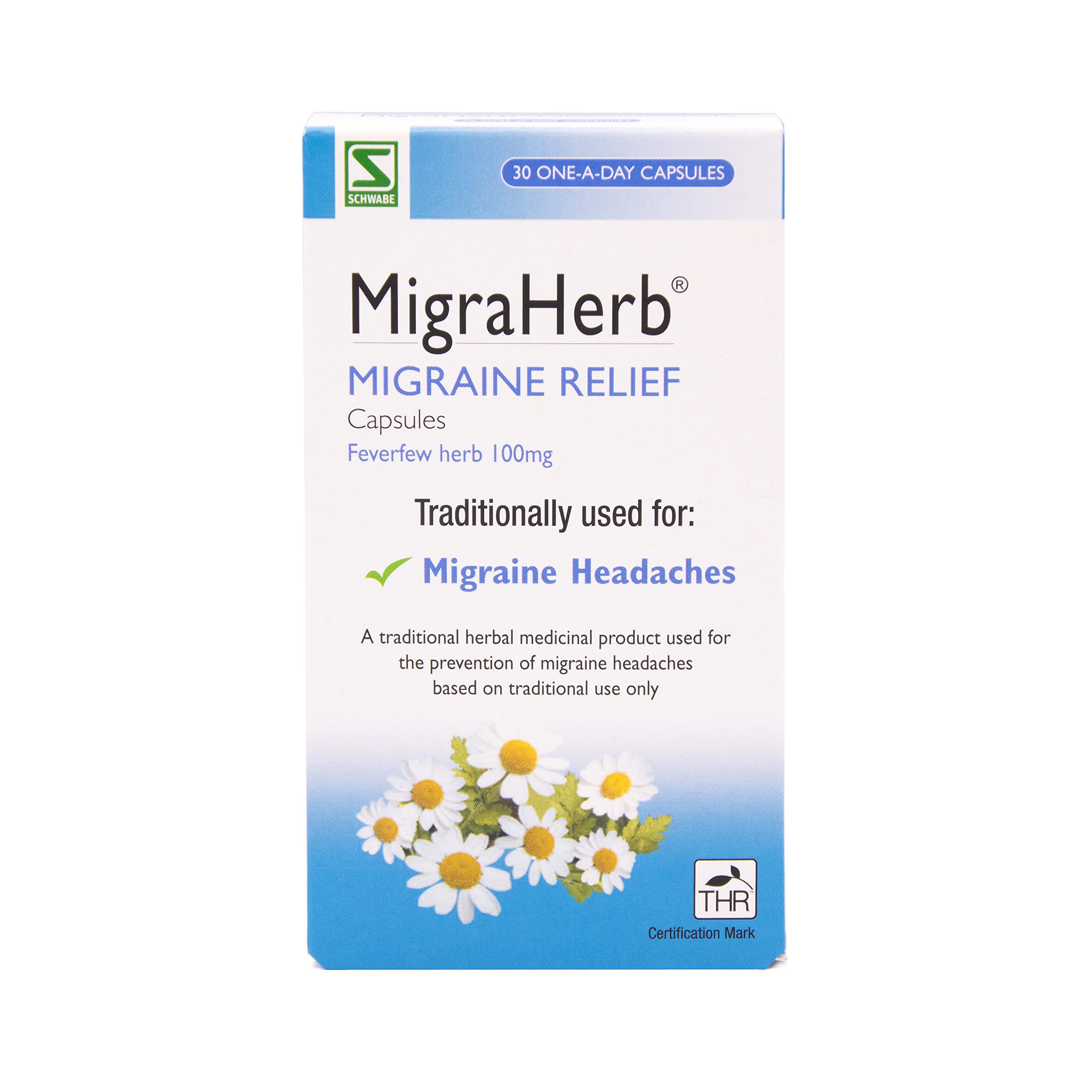 Migraherb Feverfew Herb 100mg - 30 Capsules : Amazon.co.uk: Health ...