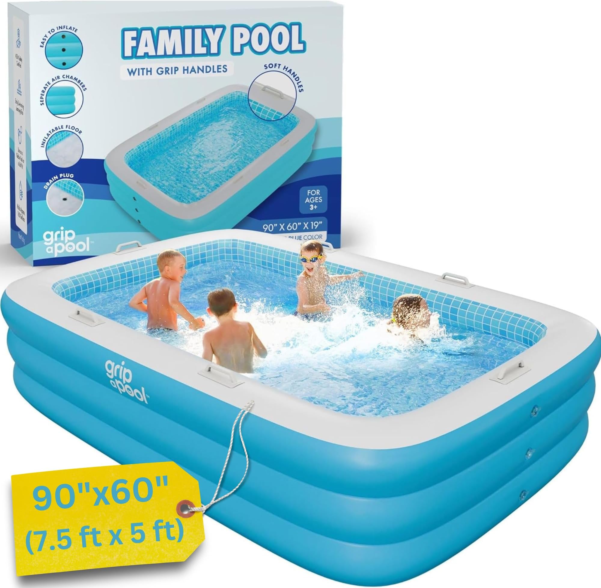 Amazon.com: Extra Large Inflatable Swimming Pool with Pump，Lylting 130 ...