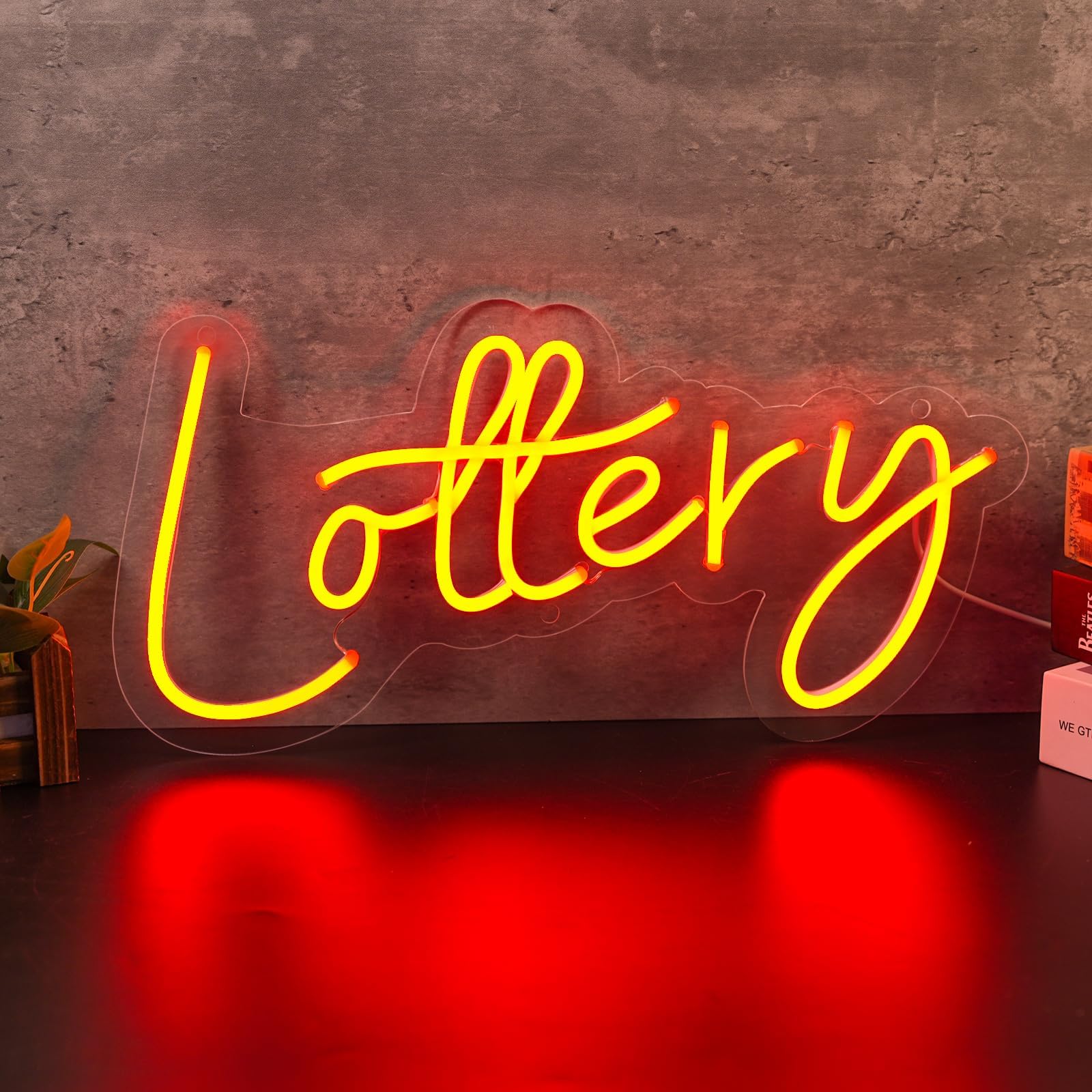 Amazon.com : KANAYA 16inch Lottery Neon Sign, Red Lottery LED Neon ...