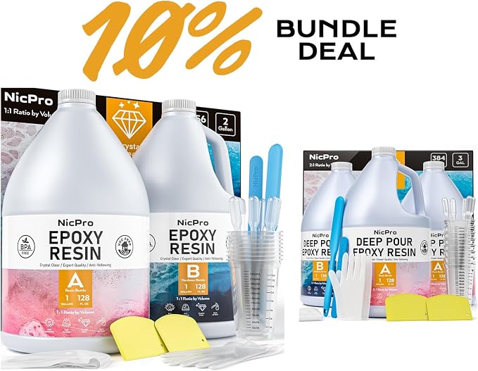 Amazon.com: Nicpro Epoxy Resin Kit, 2 Gallon 1:1 Epoxy Resin & 3 Gallon ...