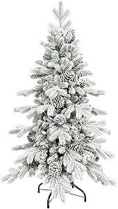 Amazon.com: 4 FT Snow Flocked Christmas Tree with 455 PE&PVC Mixed ...