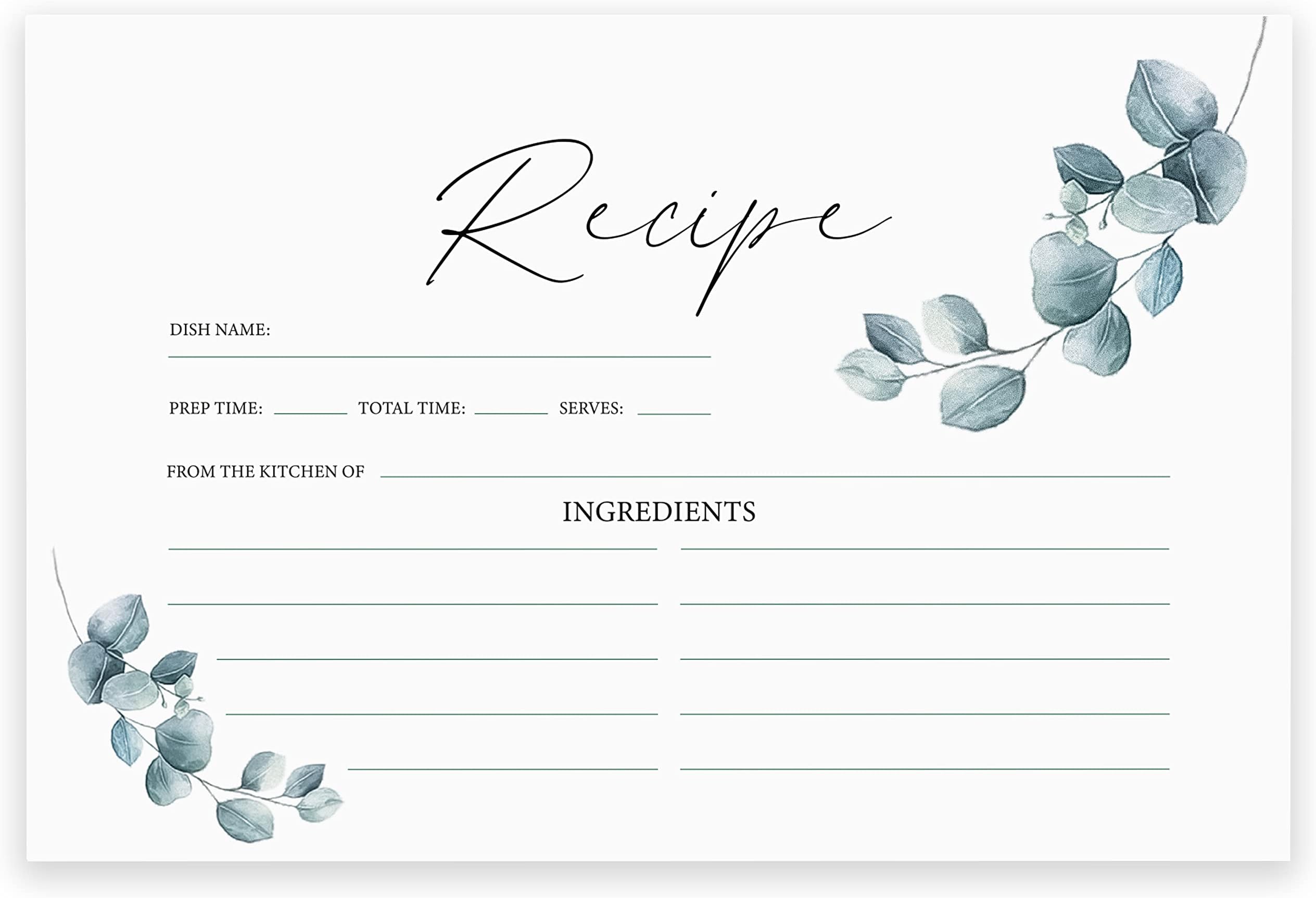 Amazon.com: Premium Recipe Cards Double Sided- 4x6 Inches Thick Recipe ...