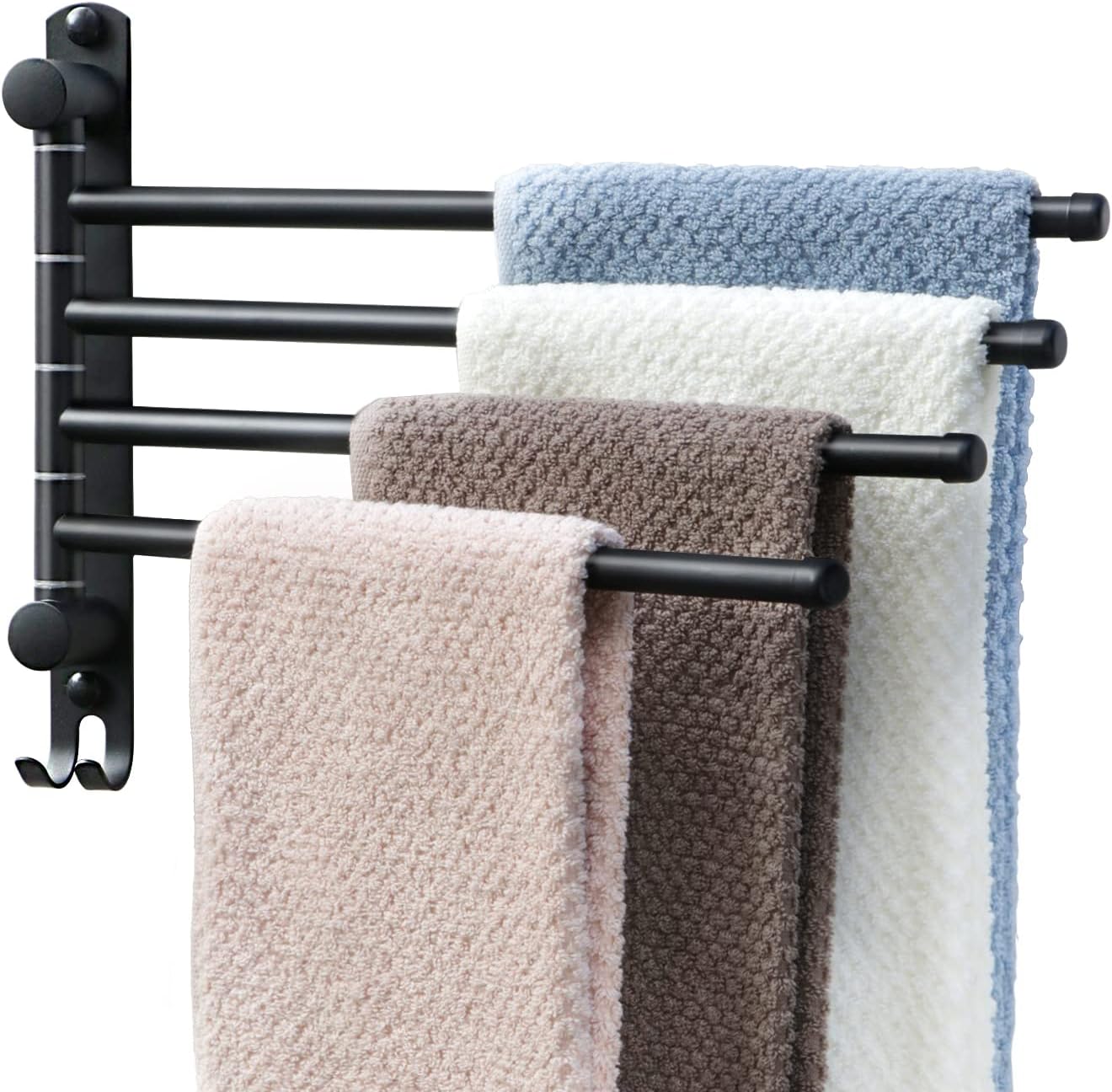Amazon.com: MyGift Wall Mounted Bathroom Towel Rack, Black Metal ...
