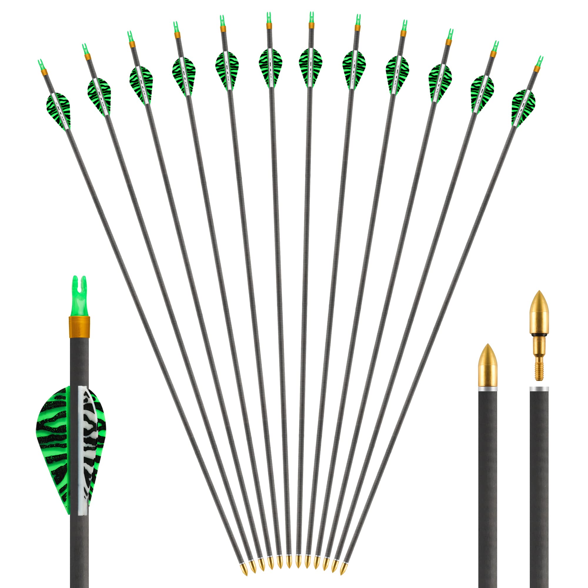 Buy 12 Pack Carbon Arrows, Hunting and Target Practice Arrows for ...