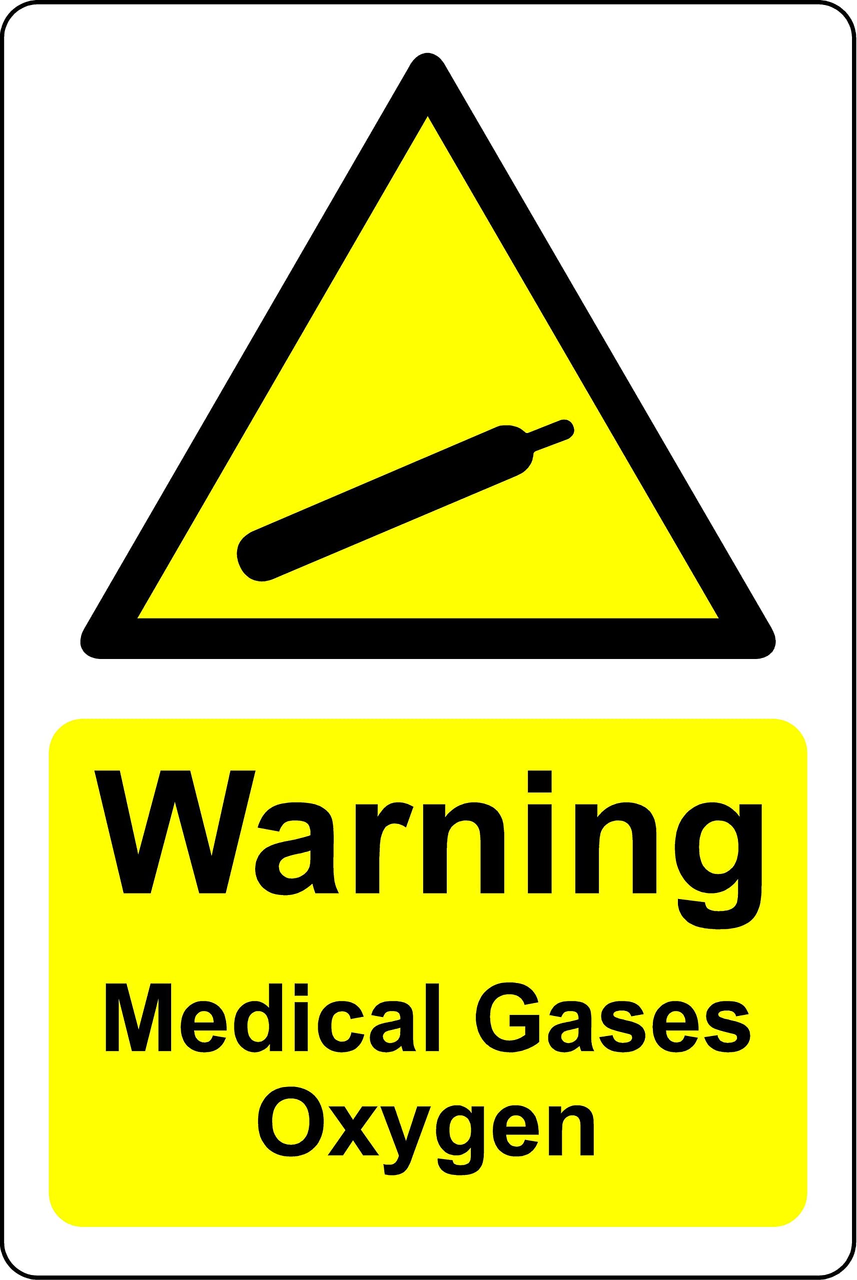 Warning medical gases oxygen Safety sign - Self adhesive sticker (300mm ...