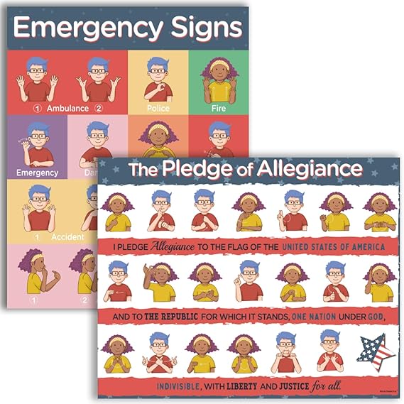 Amazon.com : American Sign Language Posters for Classroom – 1 Emergency ...