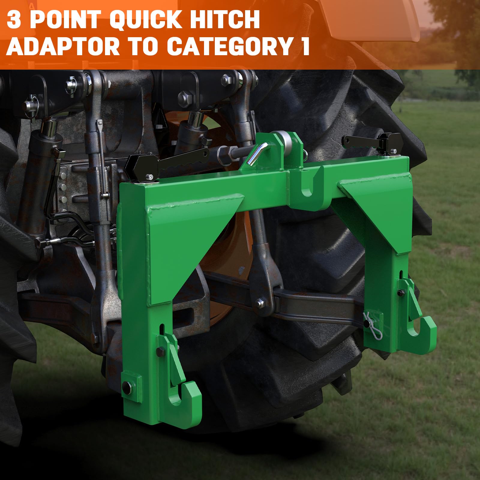 Snapklik.com : Green Heavy Duty 3 Point Quick Hitch Adaption, 3000 Lbs ...