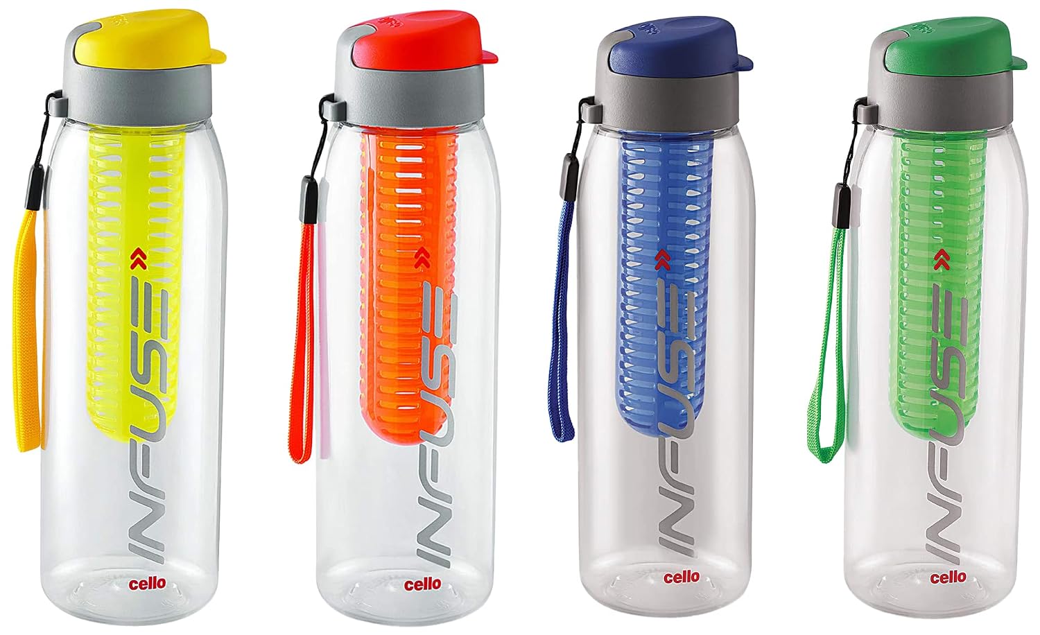 Cello Infuse Plastic Water Bottle Set, 800ml, Set of 2, Yellow/Orange ...