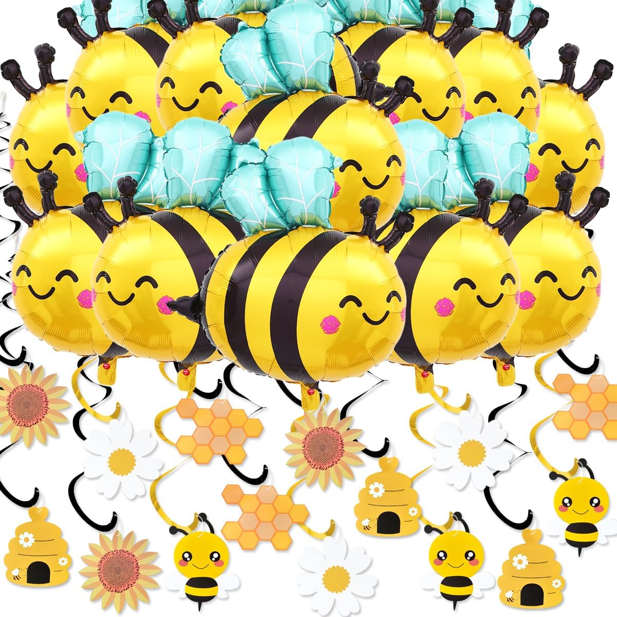 Amazon.com: Demirora Bee Balloons for Baby Shower Decorations Foil ...