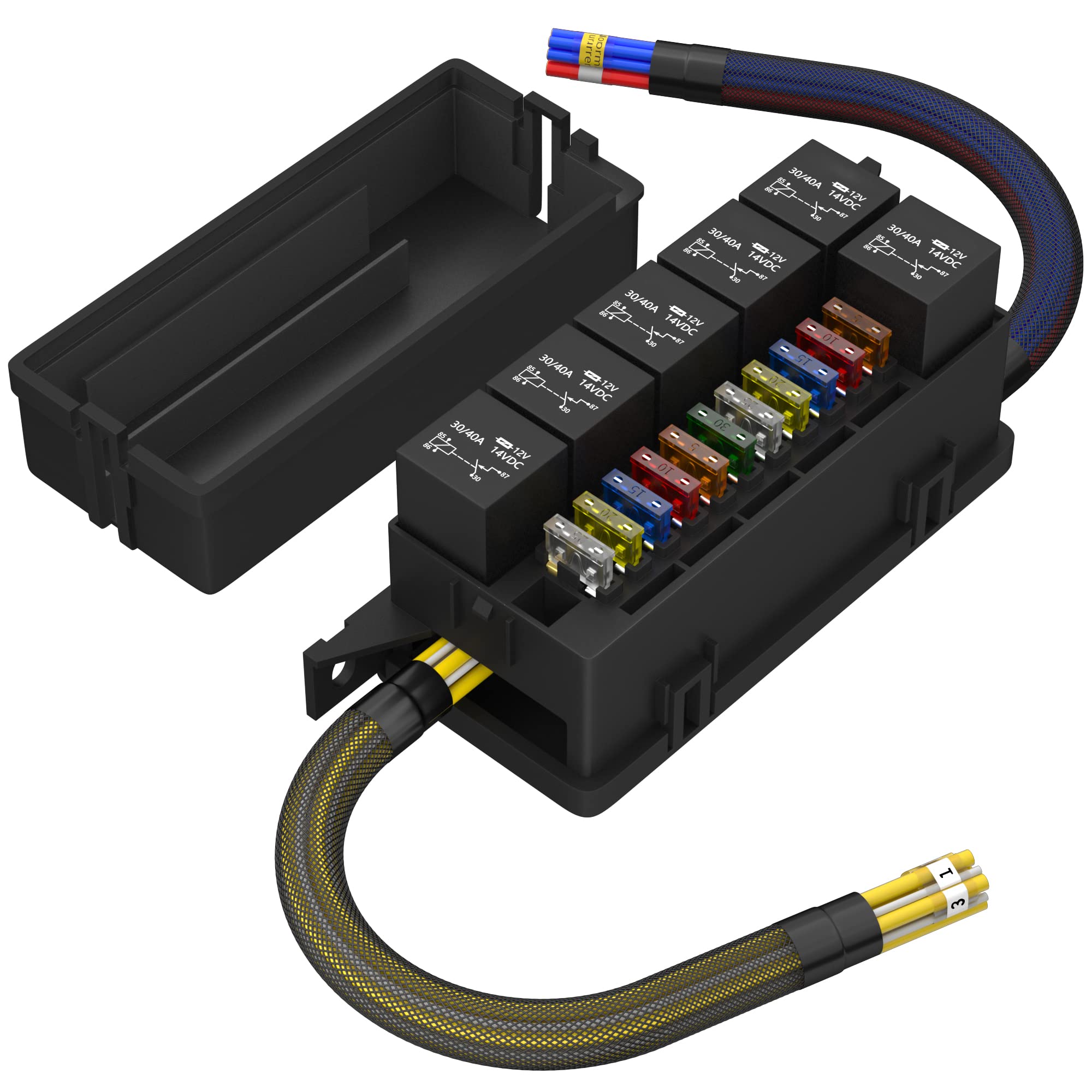 RVBOATPAT 6 Gang Switch Panel and 12V Pre-Wired Relay Fuse Box: Amazon ...