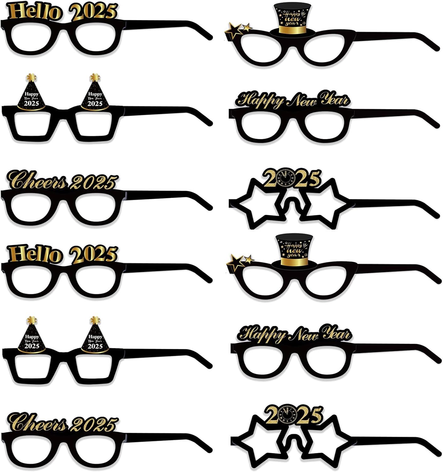 Amazon.com: FanenMoli 12 Pack 2025 Happy New Year Eyeglasses Fancy New ...
