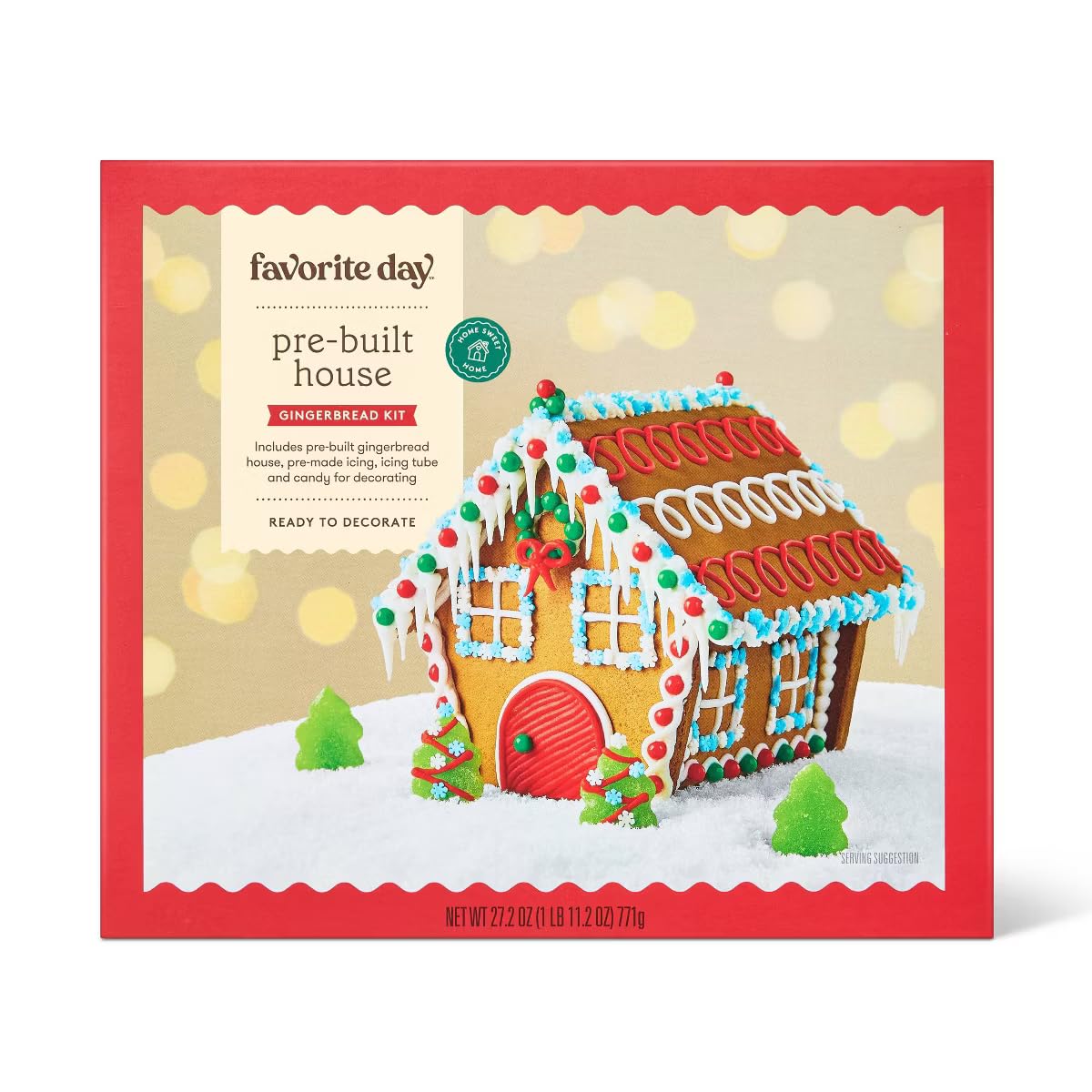 Amazon.com : Christmas Pre-Built Gingerbread House Kit, 27.2oz ...
