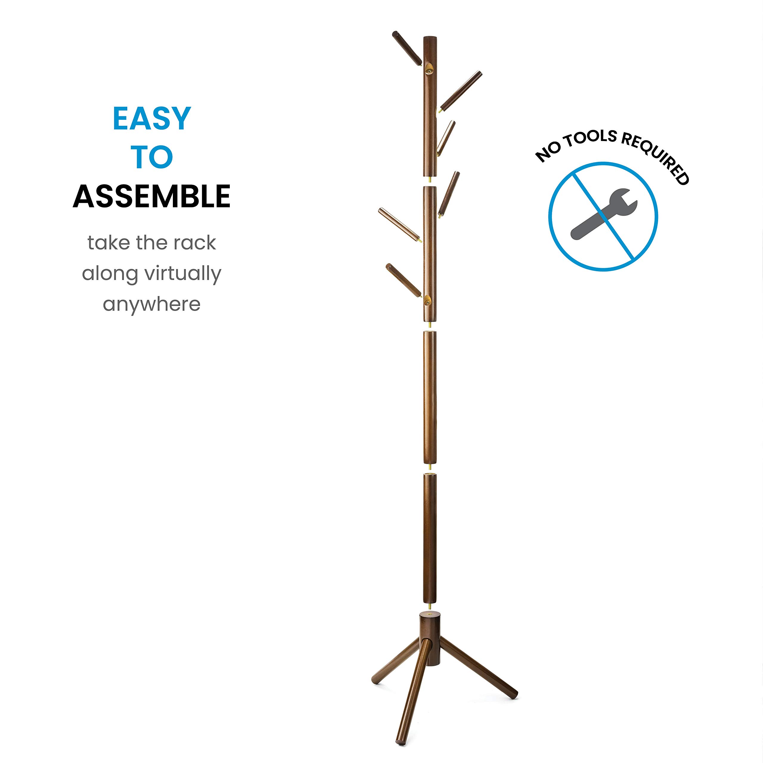 ZOBER Coat Rack Freestanding - Wooden 6 Hanger Clothing Rack with ...